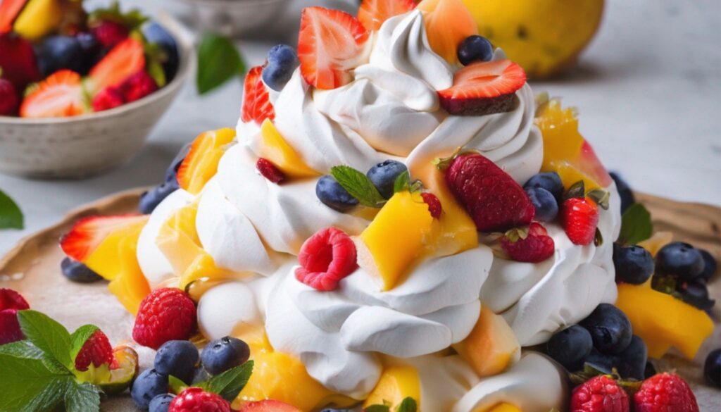 Receita De Doces Finos Pavlova De Frutas Tropicais Com Chantilly
